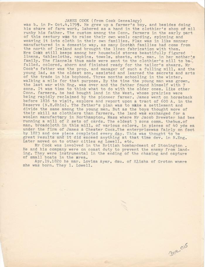 Connecticut Collections : Document : James Cook Genealogy [Coll. 003 ...