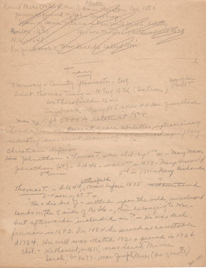 Connecticut Collections : Document : Tracy Family [Coll. 003 Fold. 045 ...